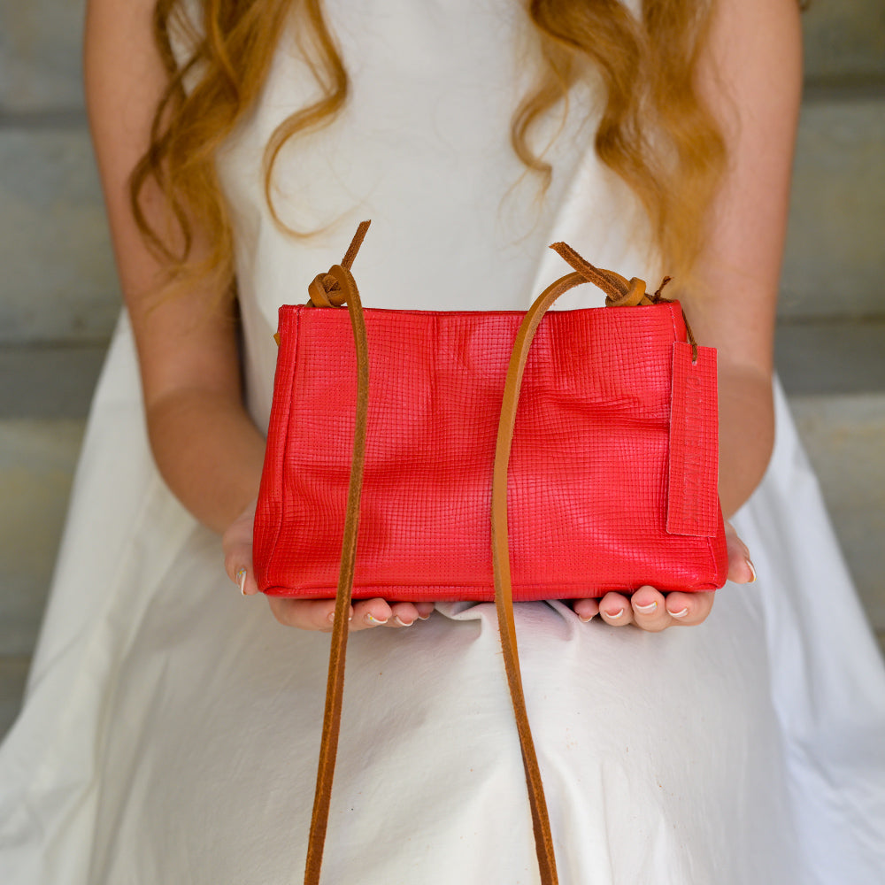 Black Waffle Leather MINI BAG – Caroline Mazurik Handbags